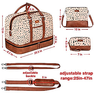 Weekender Bags for Women, Large Overnight Bag Canvas Travel Duffel Bag Carry On Tote with Shoe Compartment 21" for Women & Men 3Pcs Set