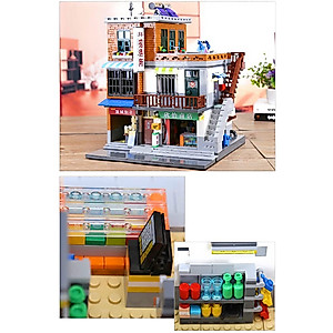 General Jim's Urban Village City Series Street View 3 Story 2706 Modular Building Block Bricks Architectural Building Model or MOC Block Playset with Accessories Shown for Teens and Adults