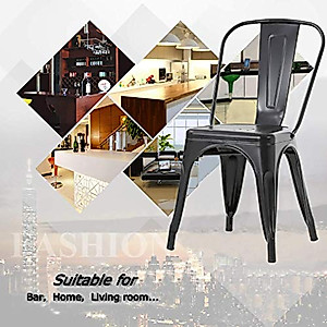 FDW Chairs Metal Stackable Restaurant Dining Chair 18" Seat Height Bar Chairs Indoor/Outdoor Tolix Side Metal Kitchen Trattoria Chairs Set of 4