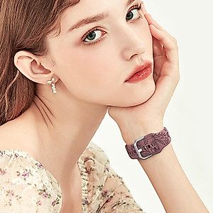 3 Pack Flower Engraved Bands Compatible with Samsung Galaxy Watch 7 6 5 4 FE Active 2 40mm 44mm,Watch 6 4 Classic 42mm 43mm 46mm 47mm,5 Pro 45mm,Watch 3 41mm,20mm Women Silicone Replacement Sport Band