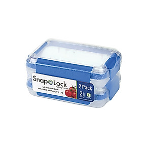 SnapLock by Progressive 2-Cup Container Set - Blue, Easy-To-Open, Leak-Proof Silicone Seal, Snap-Off Lid, Stackable, BPA FREE [ 2-Pack, 2-Cup Capacity]