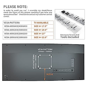 Universal Swivel TV Stand/Base Table Top TV Stand 40 to 86 inch TVs 110 Degree Swivel, 5 Level Height Adjustable, Heavy Duty Tempered Glass Base, Holds up to 132lbs Screens, HT04B-003