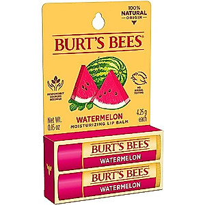 Burt's Bees Lip Balm - Watermelon, Lip Moisturizer With Responsibly Sourced Beeswax, Tint-Free, Natural Origin Conditioning Lip Treatment, 2 Tubes, 0.15 oz.