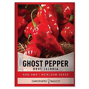 Ghost Pepper Seeds for Planting Spicy Hot - Heirloom Non-GMO Hot Pepper Seeds for Home Garden Vegetables Makes a Great Plant Gift for Gardening by Gardeners Basics