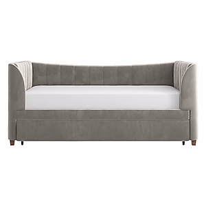 Little Seeds Valentina Upholstered Trundle, Twin Size, Gray Velvet Daybed