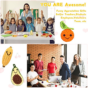 Mindsoft 12 Pcs Inspirational Team Gift Positive Fruit Gift Crochet Keychain Charm Cute Knitted Fruit Smile Face Charm Motivational Appreciation Gift for Christmas Employee Team Gifts