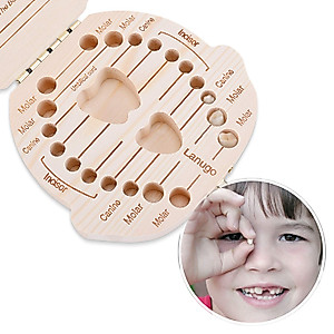 Baby Tooth Box by NASHRIO - Wooden Kids Keepsake Organizer Gift for Baby Teeth, Cute Children Tooth Container with Tweezers to Keep the Childwood Memory (Boy)