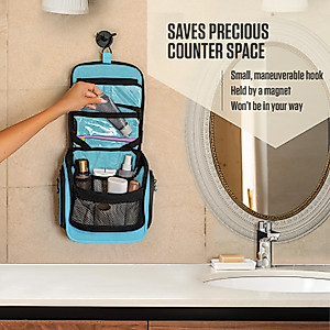VENTURE 4TH Hanging Travel Toiletry Bag for Women & Men - Travel Organizer with Expandable Compartments & Removable Clear Pouch for Toiletries (Light Blue)