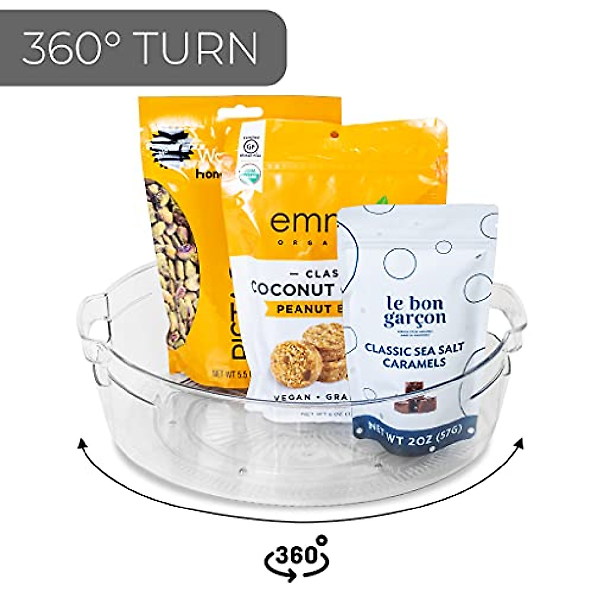 Smart Design Set of 2 Turntable Lazy Susan Spinning Organizer - 11.5 inch - BPA Free Plastic Resin - Fridge, Freezer, Cabinet, Food, Spices, Pantry - Clear