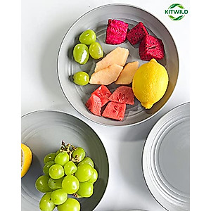 KITWILD Wheat Straw Plates, Unbreakable Dinner Plates, Lightweight Plastic Plates Reusable Plates Set, BPA free, Dishwasher & Microwave Safe, Perfect for Dinner Dishes (4 Pack, Gray)