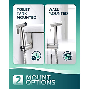 LUFEIDRA Handheld Toilet Bidet Sprayer for Toilet-Adjustable Water Pressure Jet Spray with Plastic T-Valve for Feminine Wash (Brushed Nickel + Matte Black)