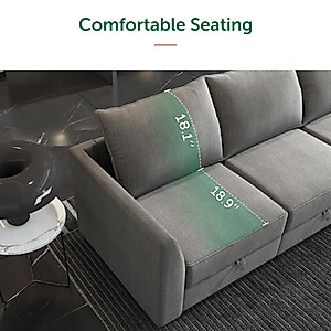 HONBAY Convertible Sectional Couch with Reversible Chaise Modern L-Shape Sofa 4-Seat Couch Modular Sectional Sofa with Storage Seats, Grey