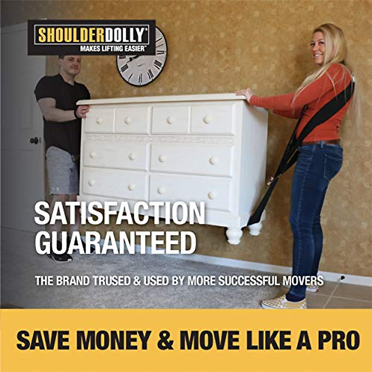 Shoulder Dolly Moving Straps - Lifting Strap for 2 Movers - Move, Lift, Carry, And Secure Furniture, Appliances, Heavy, Bulky Objects Safely, Efficiently, More Easily Like The Pros - Essential Moving Supplies - LD1000