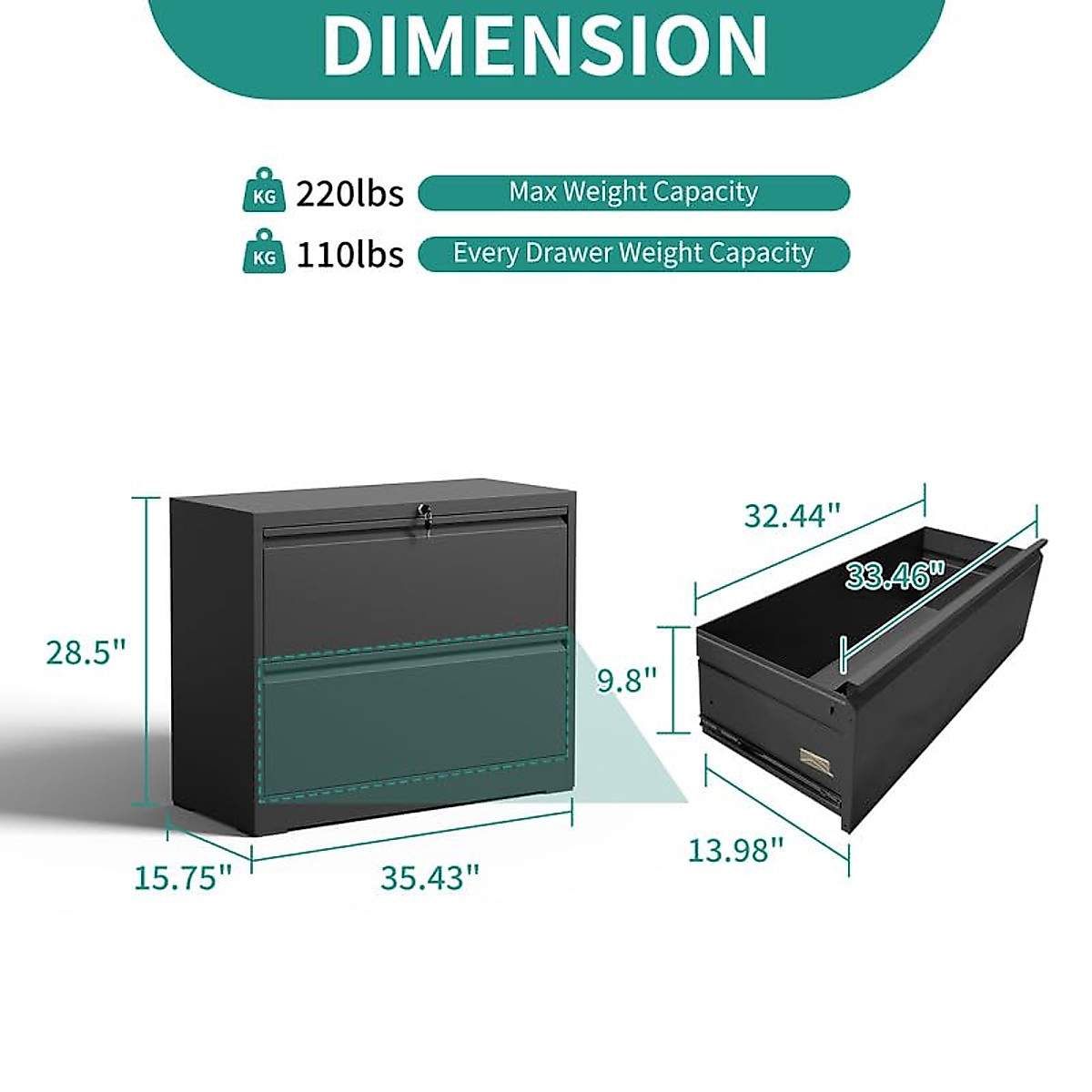 BIZOEIRON Lateral File Cabinet,Steel Storage File Cabinet for Letter/Legal/F4/A4 Size…