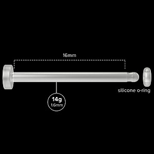Evonix 2pc 14g Tongue Retainer Ring Flexible Bioflex Clear Plastic Bioplast Piercing Flat Bending Retainers