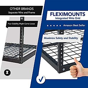 FLEXIMOUNTS 4x8 Overhead Garage Storage Rack w/Hooks Adjustable Ceiling Storage Rack, 96" Length x 48" Width x 40" Height, 22''-40" Ceiling Dropdown, Black