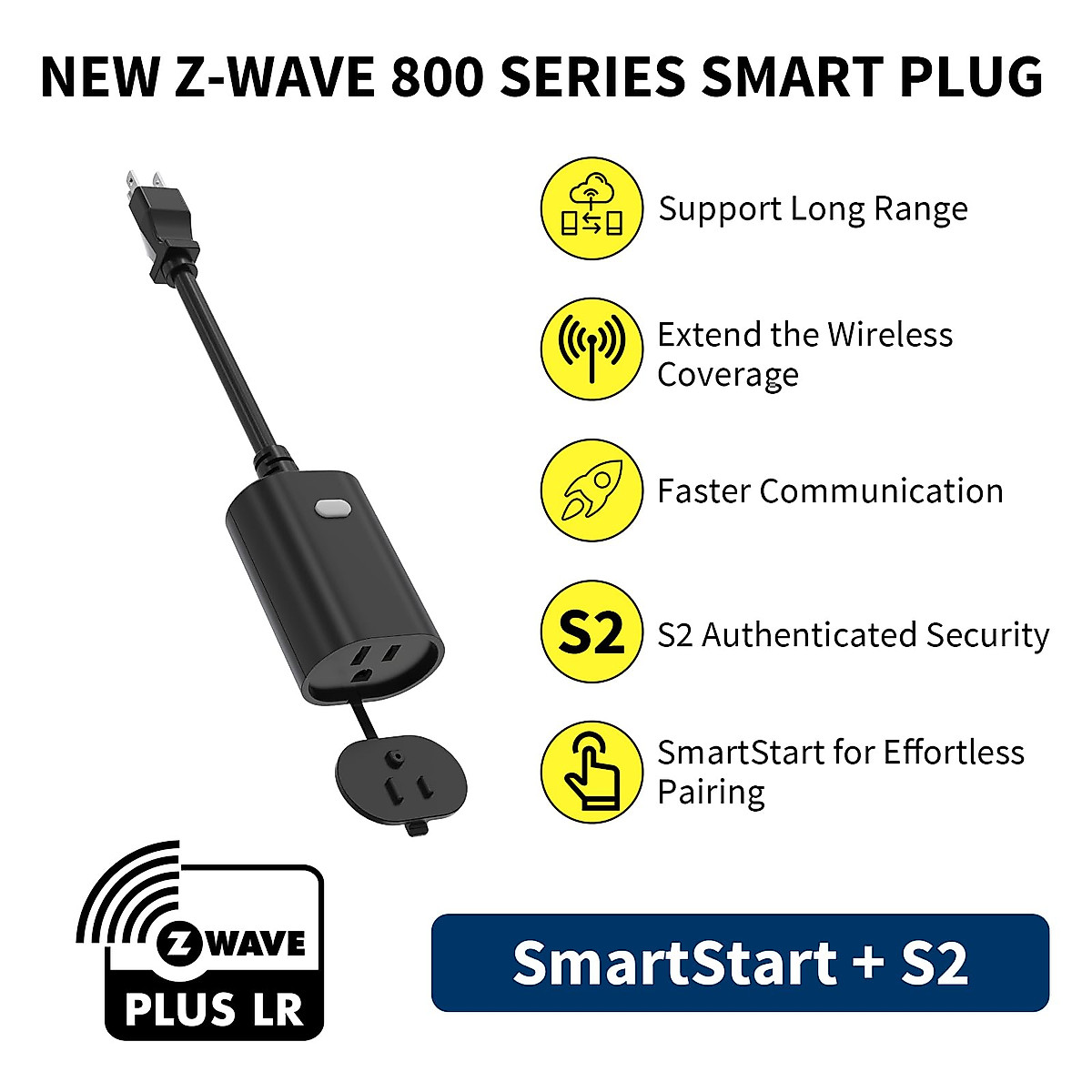 Minoston Z-Wave Plus Smart Plug, Outdoor On/Off Outlet Switch, ZWave Hub Required, Weather-Resistant, Built-in Repeater, Work with SmartThings, Wink, Alexa, Black(MP22Z)
