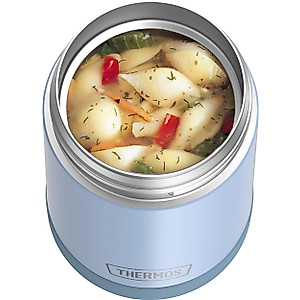 THERMOS FUNTAINER 16 Ounce Stainless Steel Vacuum Insulated Food Jar with Folding Spoon, Denim Blue