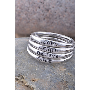 SILVERCLOSEOUT Rhodium Plated Sterling Silver Thin Stackable Womens Love Ring Thin Stacking Rings- Size 11