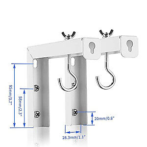 suptek Universal Projector Screen Wall Mount L-Brackets Wall Hanging Mount 6 inch Adjustable Extension Mounting Hooks for Projection Screen up to 66 lbs, 30 kg Capacity Each, PRL001, White (1 Pair)