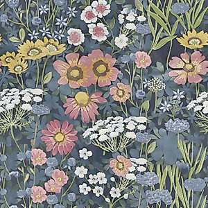 Orainege Vintage Floral Wallpaper Peel and Stick Wallpaper Floral Contact Paper 17.7in x118.1in Boho Flower Contact Paper Daisy Self Adhesive Removable Wallpaper for Bedroom Decorative Wall Paper