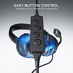 LEVN Headset with Mic, USB Headset with Microphone, Computer Headset with Noise Cancelling Microphone for Laptop PC, Mute in-line Controls, Wired Headset for Work from Home/Open Office/Call Cente