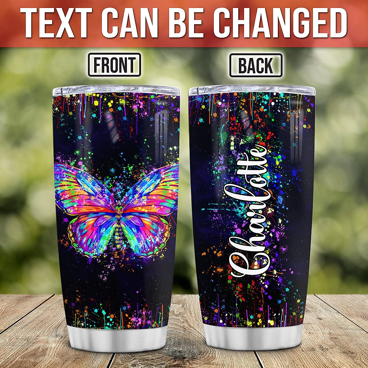 Wassmin Butterfly Tumbler Personalized Tumblers 20o 30oz With Custom Name Watercolor Butterflies Gifts For Women Girls Tumblers Stainless Steel Coffee Travel Mug Cup Birthday Christmas Stuff Gifts