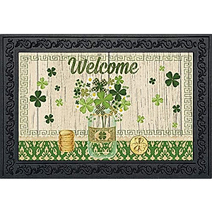 Briarwood Lane Lucky Clovers St Patricks Day Door Mat - 30" x 18" - St Patricks Day Door Mat Outdoor - St Patricks Door Mat Door Mat Inserts St Patricks Day Outdoor Mat