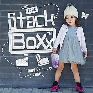 Stack Boxx Stackable Organizer and Storage Container (White) +Free Case | Be Clutter-Free, Be Happy! 5 Layers w/Handle -Perfect Solution for Kids Toys, Art Crafts, Jewelry, School & Office Supplies