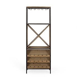 Christopher Knight Home Fritsche Modern Industrial 15 Bottle Floor Wine Rack, Natural and Black