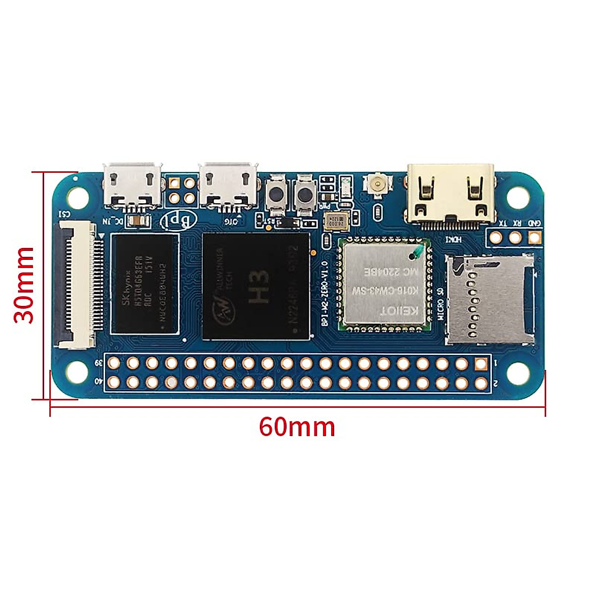 Banana Pi M2 Zero Open Source Single Board Computer Onboard Quad Core Cortex-A7 Alliwnner H3 CPU 512MB DDR3 RAM WiFi (AP6212) & Bluetooth for IoT Compatible with Raspbian Android Linux