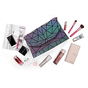 GOWETION Unique Geometric Luminous Purse Handbags For Women Holographic Wallet Girl Crossbody Shoulder Bag Clutch Reflective Messenger Bags Color Changing Purse (colorful1)
