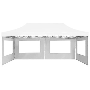 Professional Folding Party Tent with Walls Aluminum,Fruit Stand Gazebo,Deck Gazebo,Camping Gazebo,Hardtop Gazebo,Featuring a Folding Design,for Barbeque, Patio,Garden Party,Markets,19.7'x9.8' White