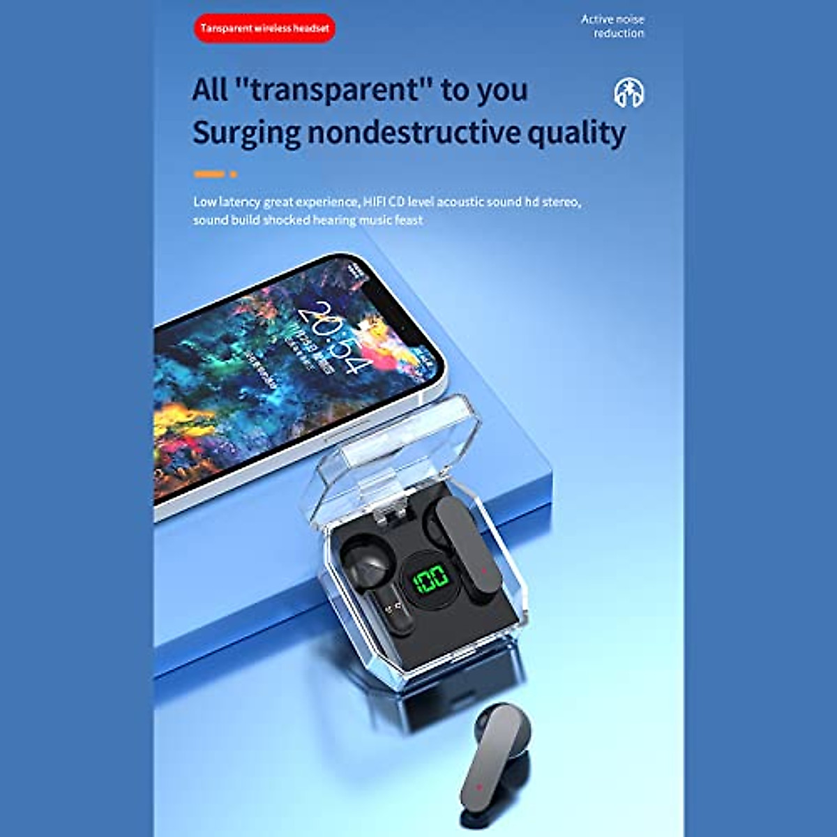 MUMICO 2023 New Wireless Bluetooth Earbuds -Digital Display, Noise Reduction, Waterproof, HD Mic, 360° Immersion Surround Sound, Large Capacity Battery Life, Suitable for Games, Sports