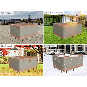 Garden Balsam Waterproof Rectangular Patio Table and Chair Cover Beige 126" L X 63" D X 28" H Outdoor General Purpose Furniture Covers Patio Furniture Set Cover