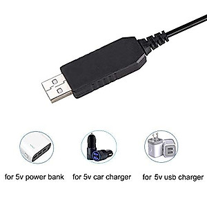 DC 5V to DC 12V USB Voltage Step Up Converter Cable, Power Supply Adapter Cable with DC Jack 5.5 x 2.5mm or 5.5 x 2.1mm, USB 5V to DC 12V Cable - 5ft