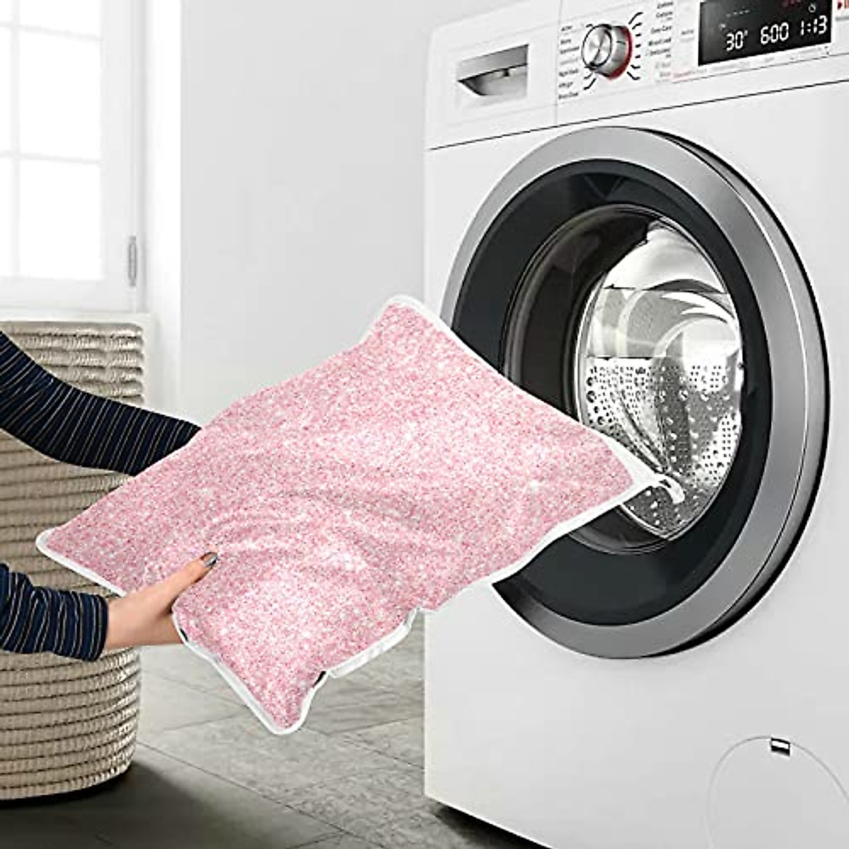 Pink Mesh Laundry Bags with Zipper, Travel Storage Organize Bag, Clothing Washing Bags for Laundry, Set of 2