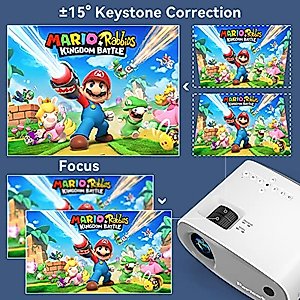 Projector with WiFi and Bluetooth, 5G WiFi Mini Projector, Native1080P Portable Outdoor Projector with Remote Control, 9000L Movie Projector Compatible with Smartphone/TV Stick/PS4/Laptop/Switch
