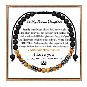 JoycuFF To My Daughter Morse Code Bracelet For Women Daughter Gifts From Mom For Birthday Graduation Christmas Wedding Gift Tiger Eye Bracelet Women Gifts For Daughter Jewelry