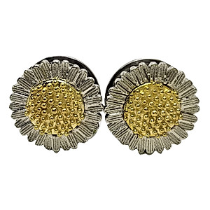 Stainless Steel Sunflower Ear Plugs - Quality Screw-On Gauges - 6 Sizes - Pair - New! (0 Gauge (8mm))