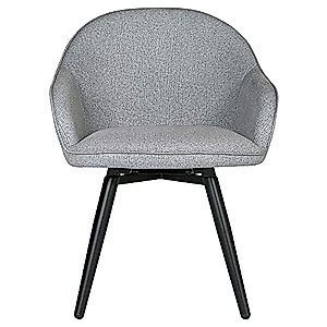 Studio Designs Home Dome Upholstered Swivel Dining, Office Grey Accent Chair with Arms and Metal Legs, 24" W x 23" D x 32.5" H, Heather Gray