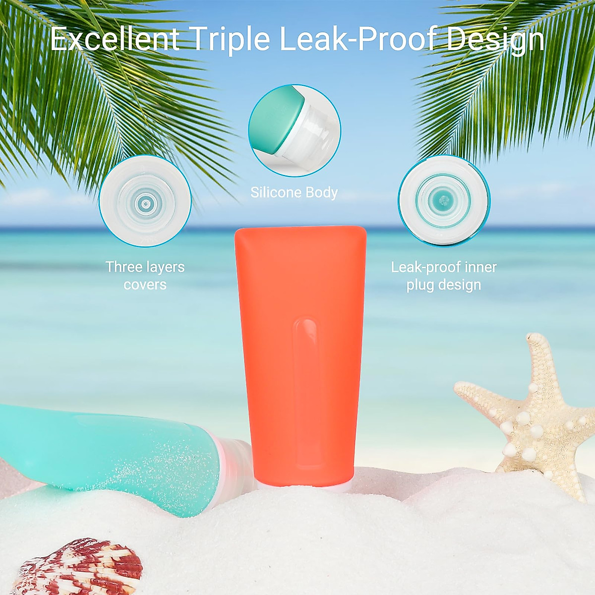 Cehomi Travel Essentials | Travel Size Toiletries Bottles - 4 Pack 3oz BPA Free Travel Shampoo and Conditioner Containers, Leak Proof Refillable Travel Accessories