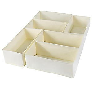 Coorganisers 6 Packs Dresser Organizers, Drawer Organizers for Clothing, Baby Organizers and Storage Drawers, Woven-Fabric Dresser Drawer Organizers, Baby Clothes Organizer in Bedroom (Beige)