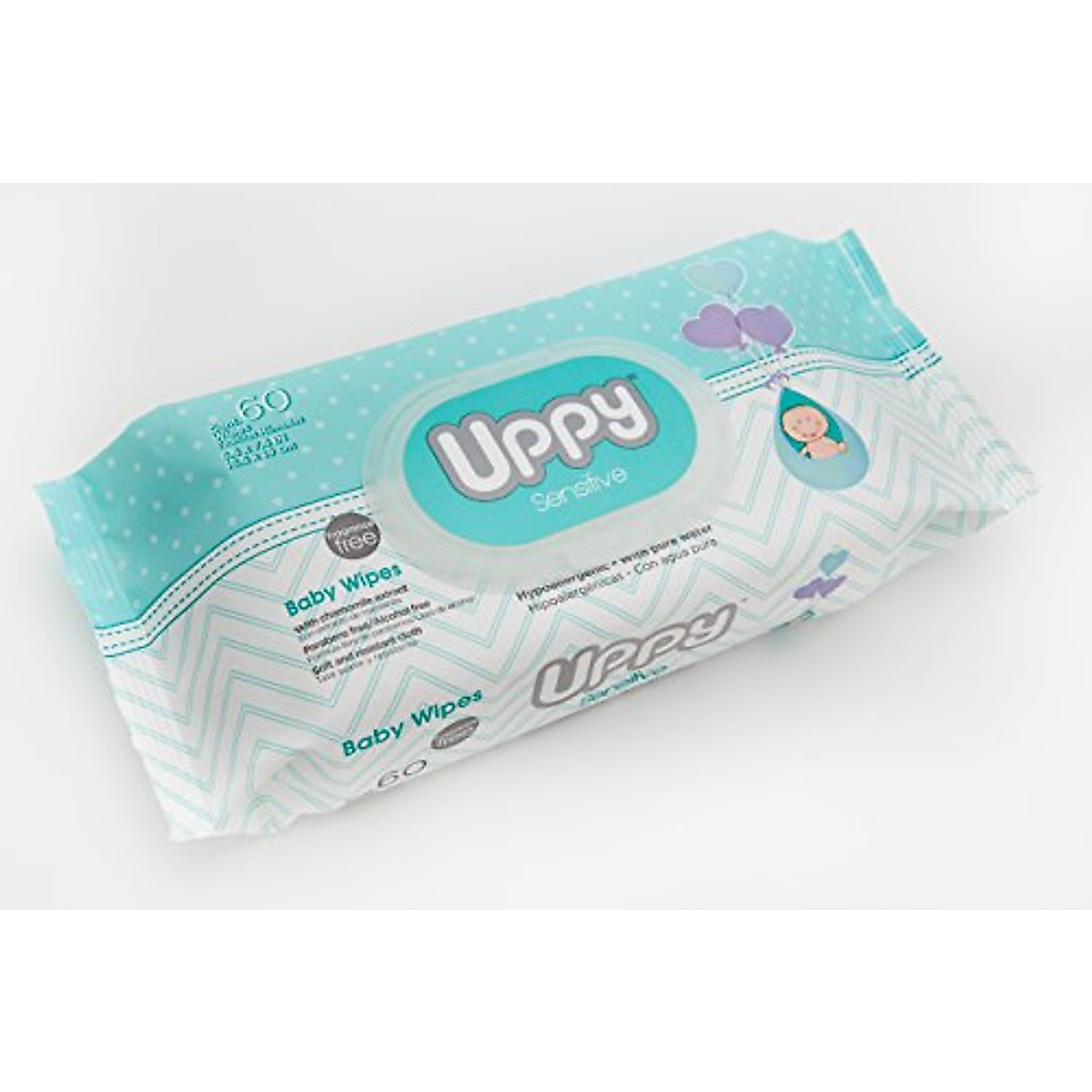 UPPY Sensitive Baby Wipes – Ideal for Diaper Bag and Traveling. Made With Purified Water. Pleasant Shea Butter Scent. Soft Cloth. Hypoallergenic. Fresh and Clean. Disp Pk 72 ct.