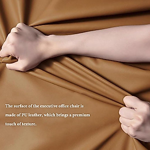 Leather Office Chair, Mid Century Desk Chair with Wheels and Ergonomic Armrests, Adjustable Swivel Rolling Task Chair, Upholstered Leisure Arm Chair for Home Office (Color : /White B)