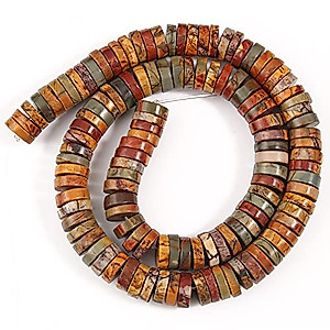 Natural Picasso Jaspers Stone Flat Round Rondelles Loose Spacer Beads for Jewelry Making DIY Bracelets Accessories