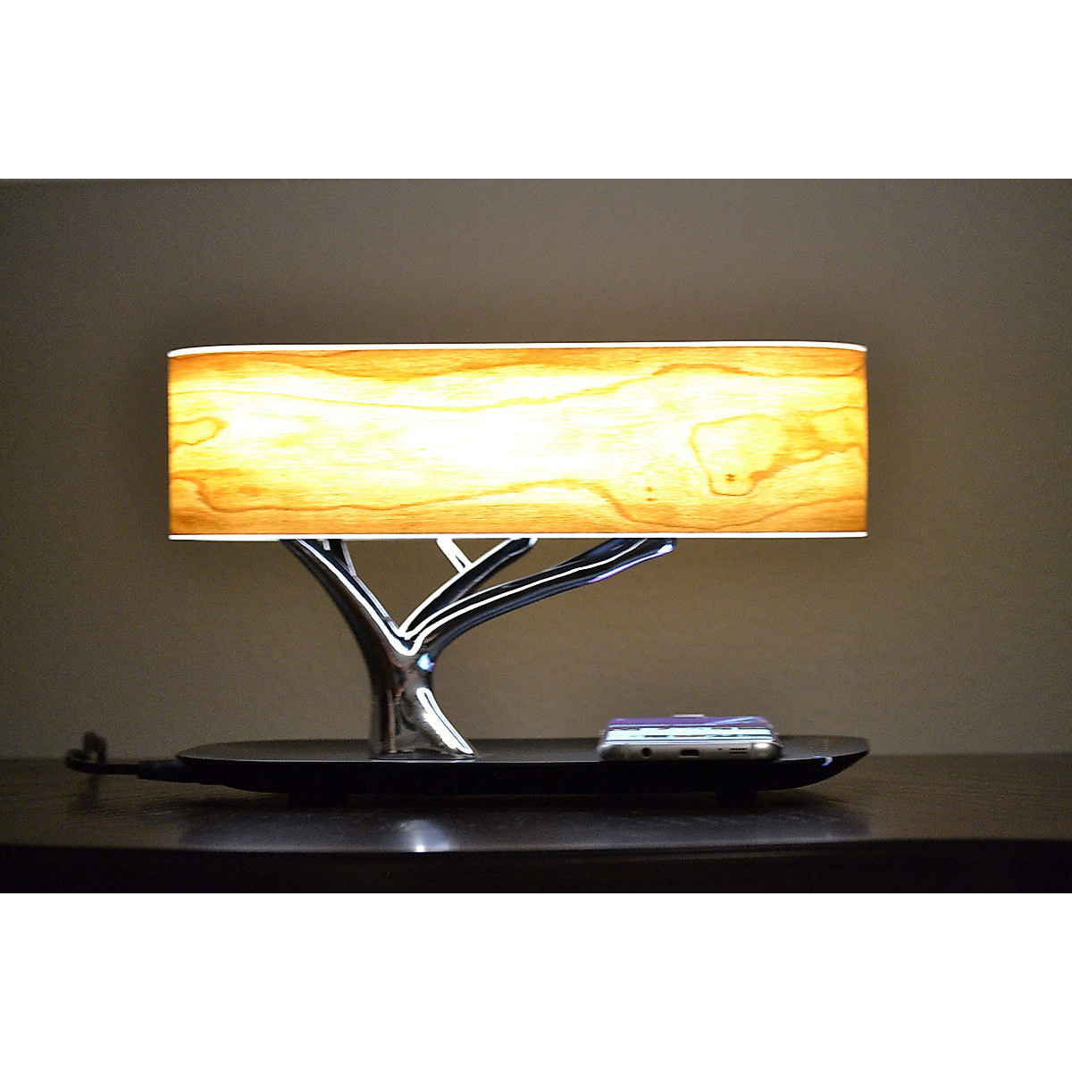SBOTLIGHT Bedside Tree Lamp with Bluetooth Speaker and Wireless Charger Desk Tree of Life lamp Sleep Mode Stepless Dimming LED Night Light QI Charging Phones Wireless Charge