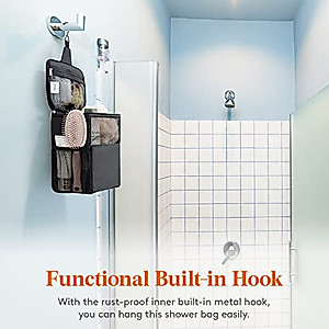 Lifewit Shower Bag Mesh Shower Caddy Portable College Dorm Room Essentials Tote Bag for Bathroom, Gym, Travel, Camping Quick Dry Hanging Shower Organizer Basket Toiletry Bag, Medium, Black