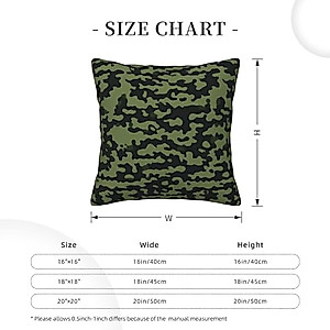 AdaNti Camo Green Print Corduroy Throw Pillow Covers Soft Square Throw Pillow Case Home Decorations for Bed Sofa Living Room 16"x16"