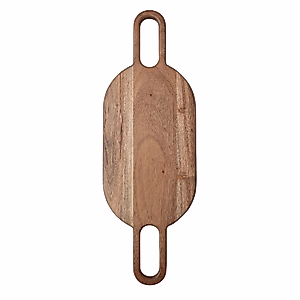 Creative Co-Op Acacia Wood Charcuterie 2 Handles, Natural Cheese/Cutting Board